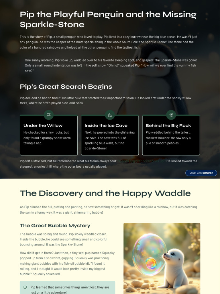 Pip the Playful Penguin and the Missing Sparkle Stone (1) | PDF