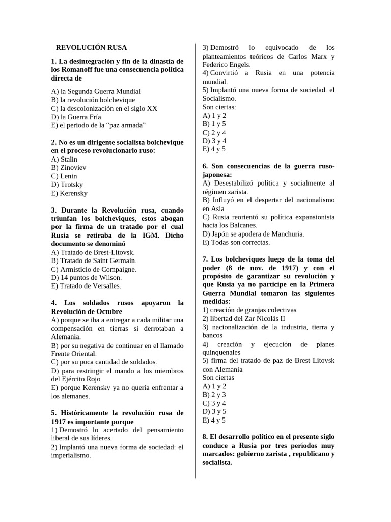 Revolución Rusa | PDF | revolución rusa | Vladimir Lenin