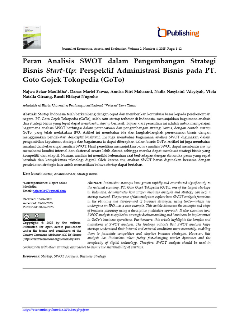 Analisis SWOT untuk Strategi Bisnis GoTo | PDF