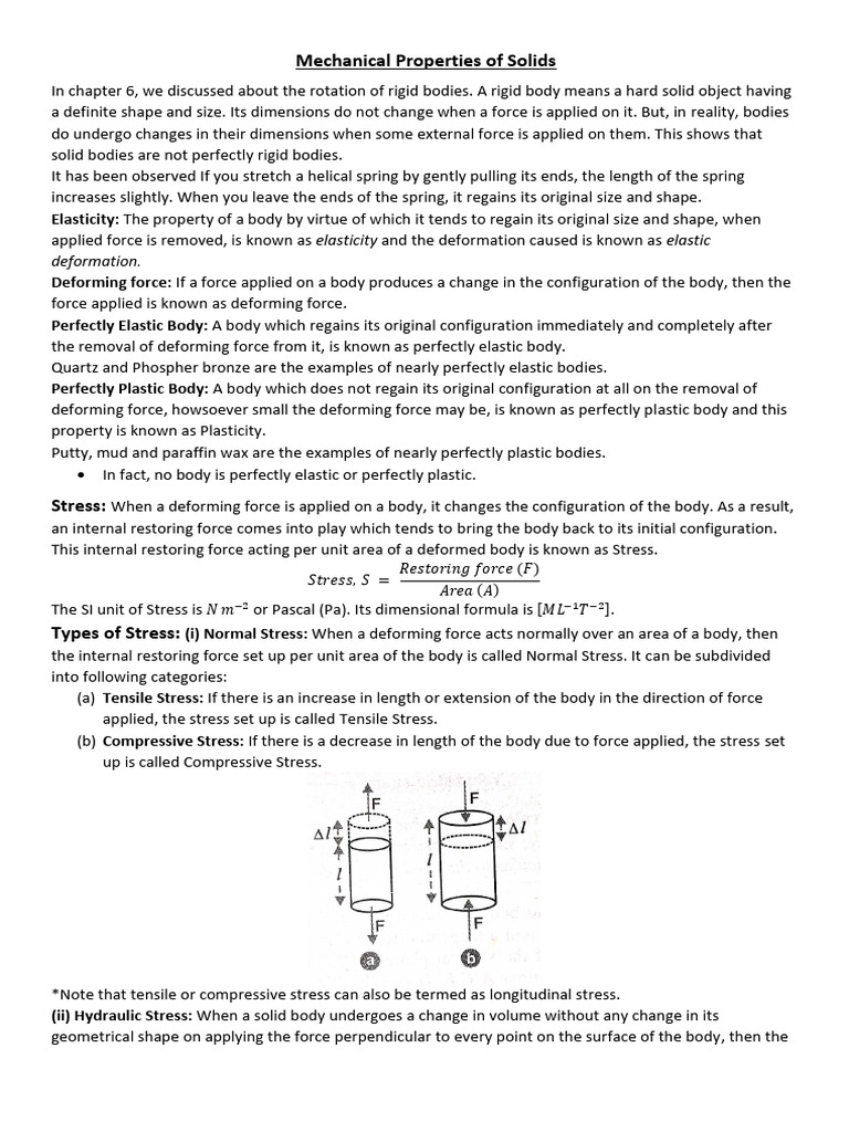 Understanding Solid Mechanics Properties | PDF | Young's Modulus ...