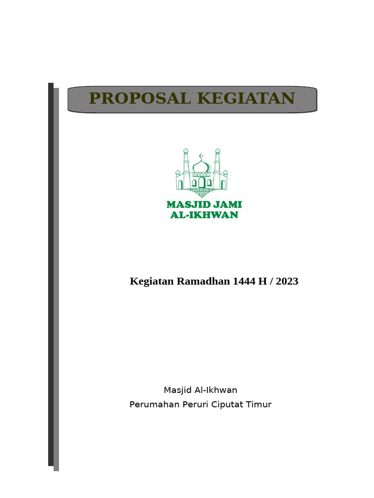Proposal MasjidAlIkhwan Ramadhan 2023 | PDF