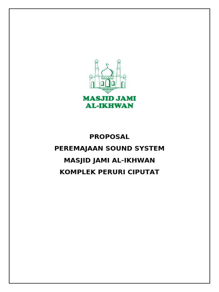 Proposal Pengadaan Sound System Masjid Alikhwan | PDF