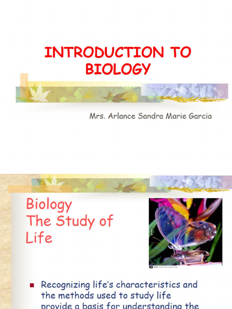 Bio Lesson 1 Biology Introduction Handout | PDF