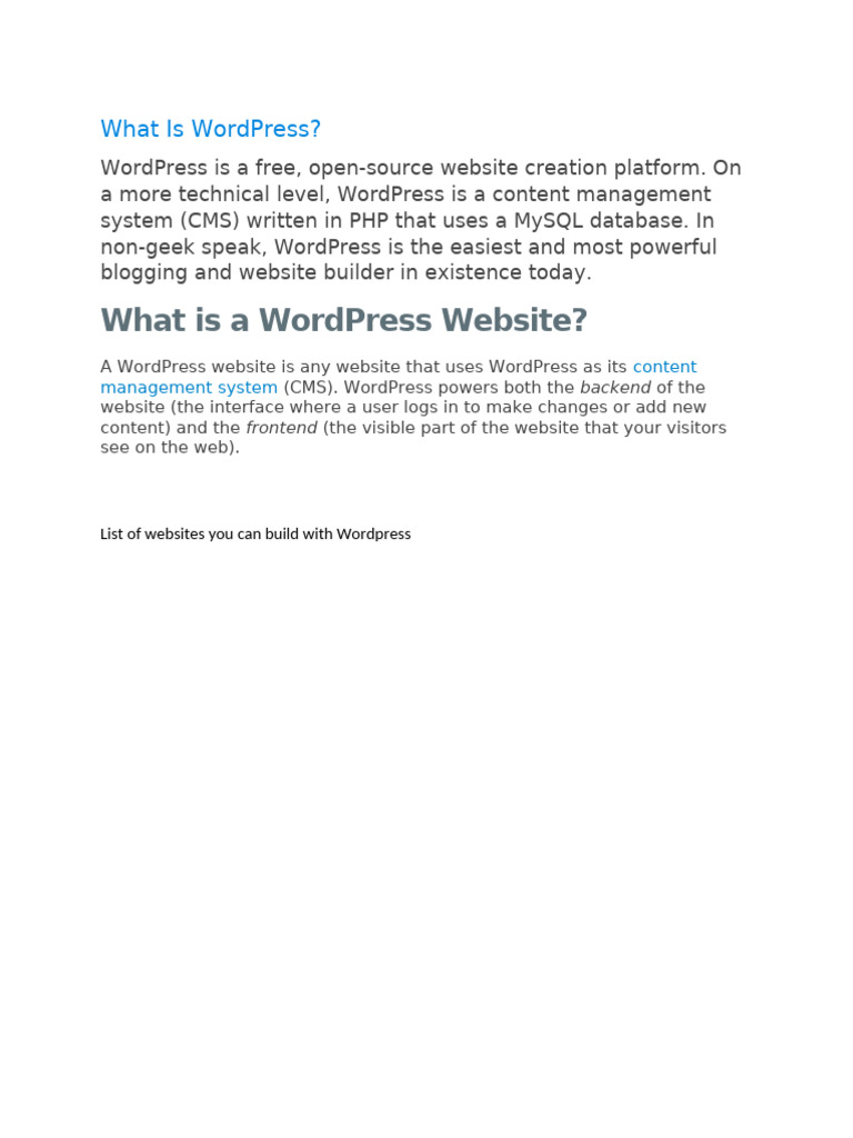 Introduction To WordPress Article | PDF