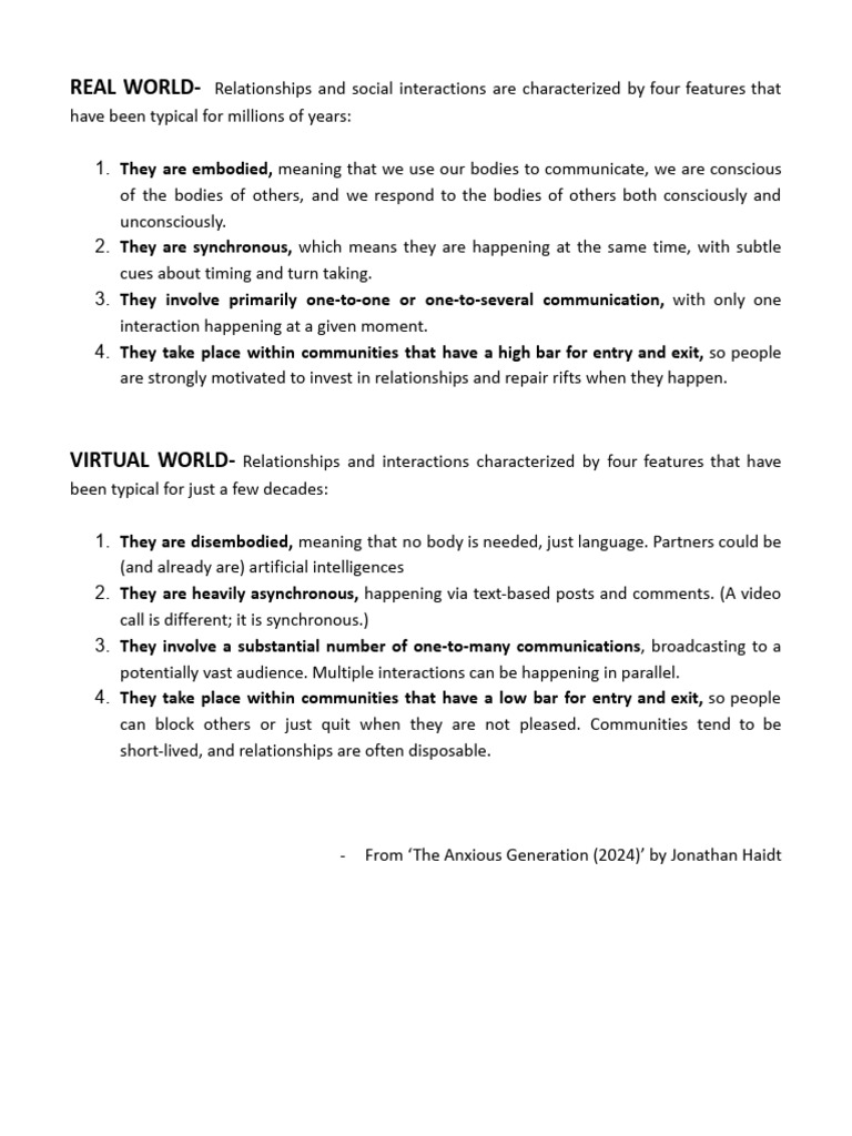 Real Vs Virtual World | PDF
