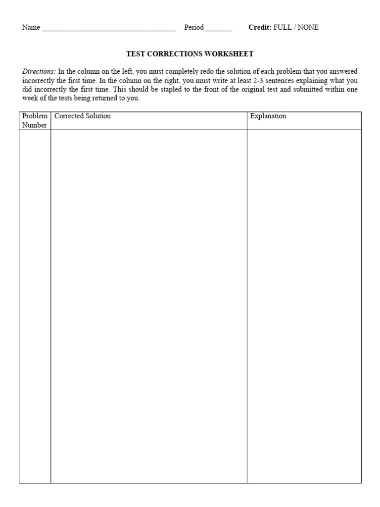 Test Corrections | PDF