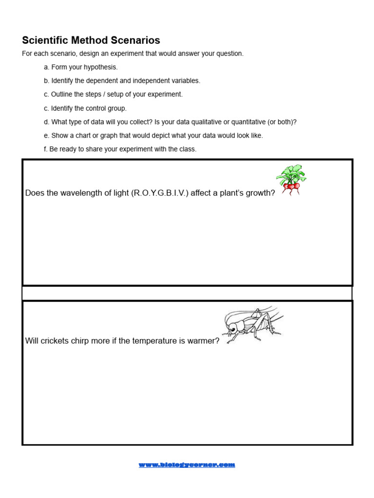 BC Scientific Method Scenarios | PDF