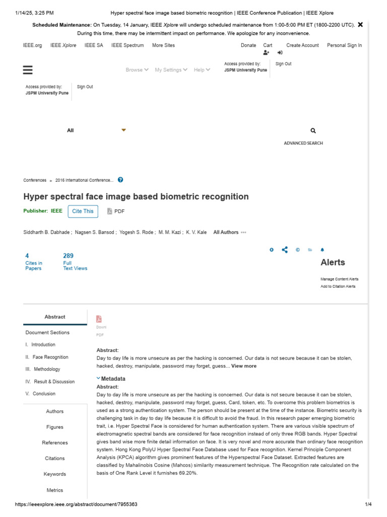 Hyper Spectral Face Image Based Biometric Recognition | PDF ...