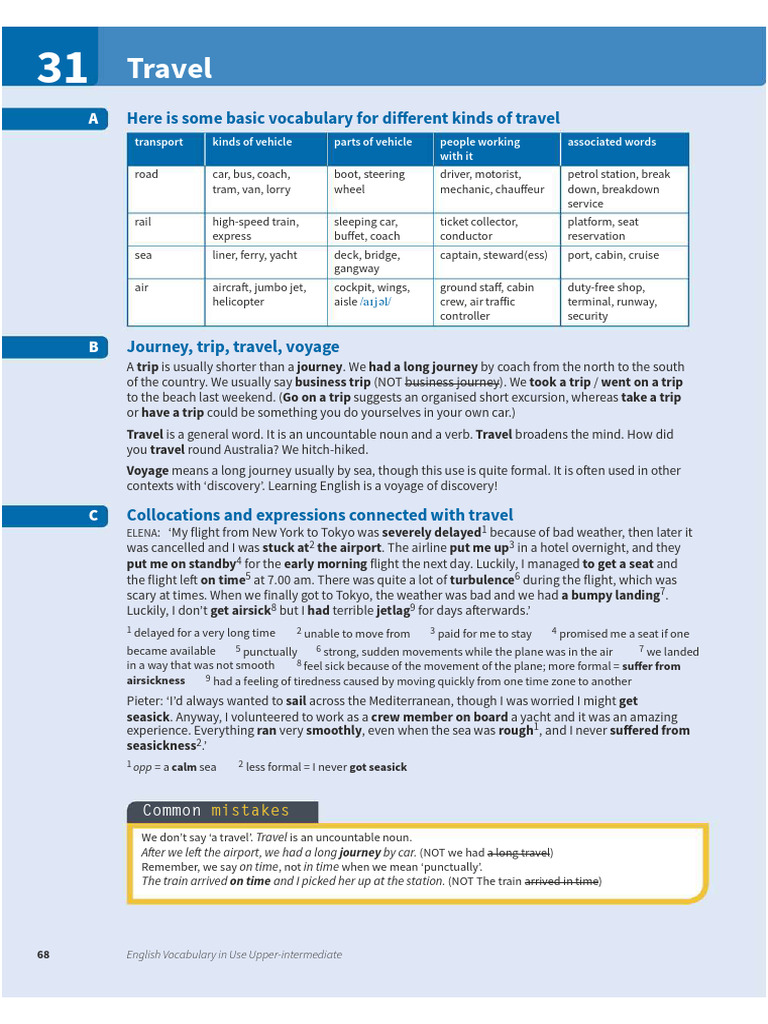 Vocab-Travel and Holiday | PDF | Transport