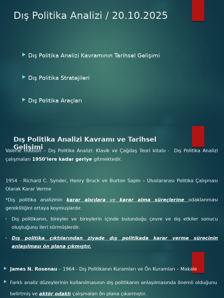 Dış Politika Analizi 3. Hafta - 20.10.2025 | PDF
