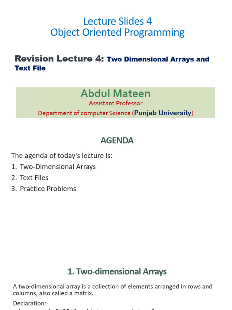 Lecture Slides 4 OOP - Programming Revision | PDF | Text File | Programming Paradigms