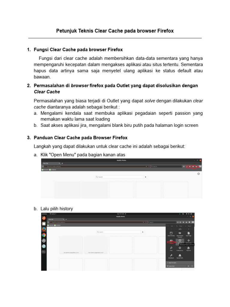Juknis Clear Cache Pada Browser Firefox | PDF