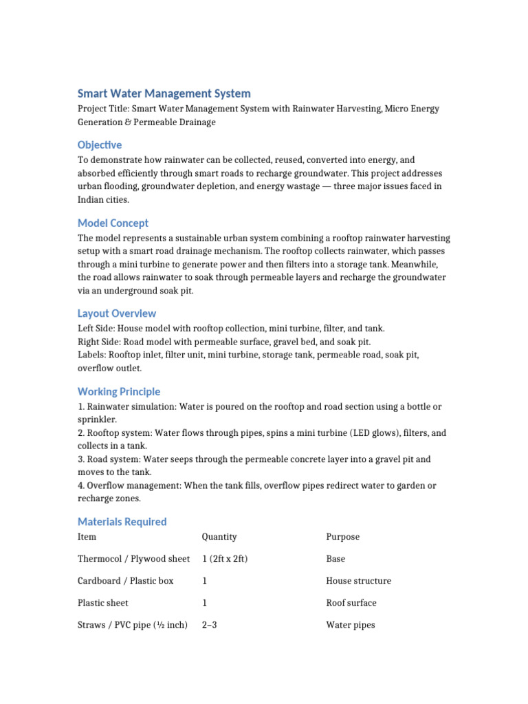 Smart Water Management System Design | PDF | Roof | Groundwater