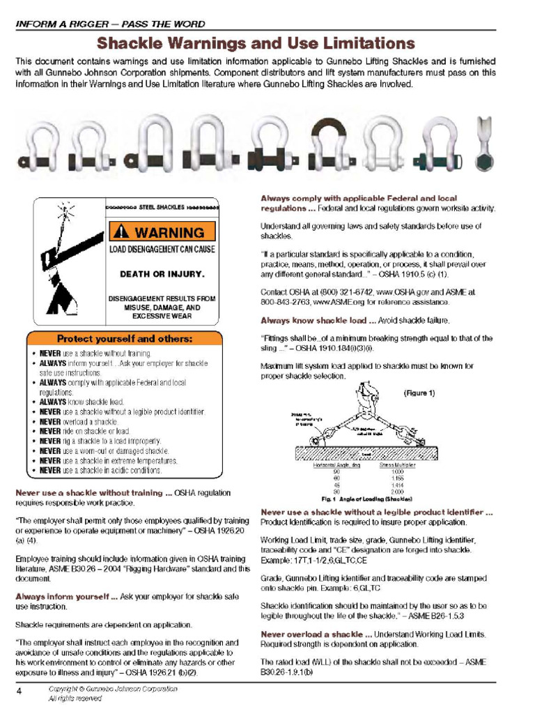 Gunnebo Lifting Shackle Catalog 63582 Rev B Page 6 | PDF