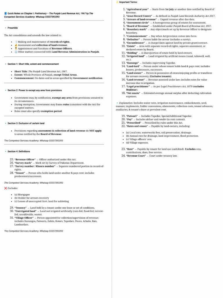 Act 1967 Chap 1 Notes Print | PDF