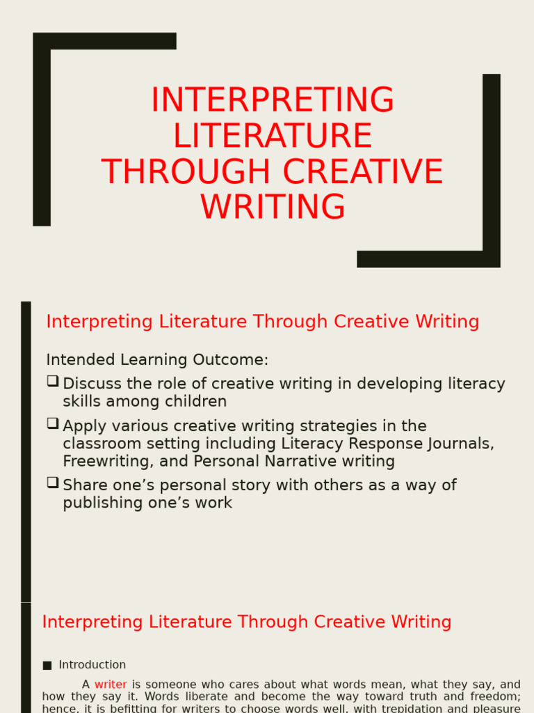Creative Writing for Literacy Development | PDF | Literacy | Creative ...