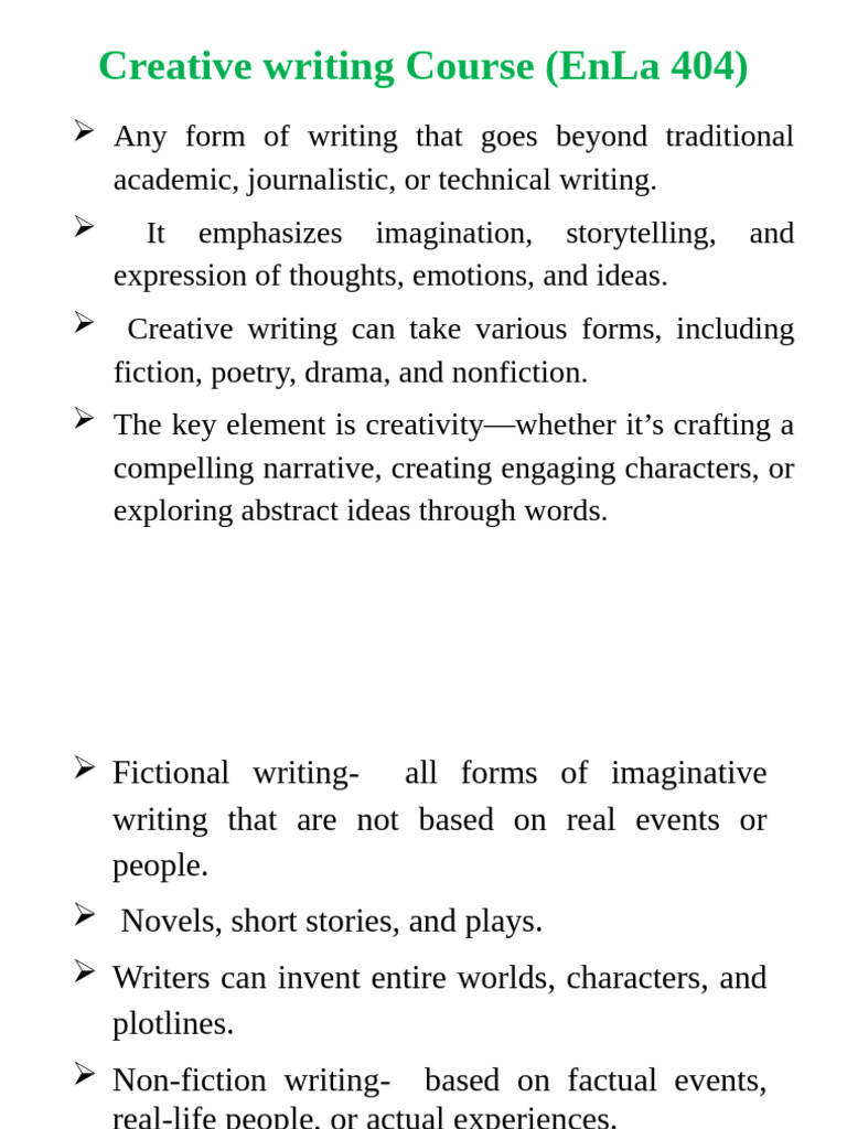 Creative Writing Course Overview | PDF | Narration | Narrative