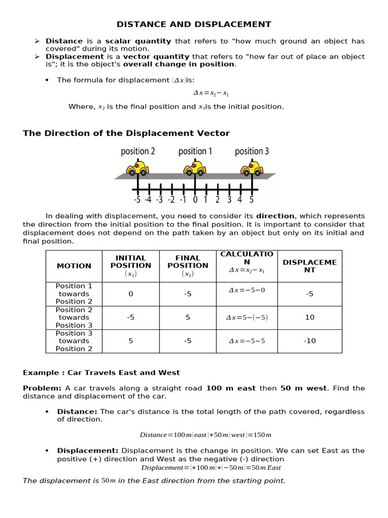 Distance vs. Displacement Explained | PDF