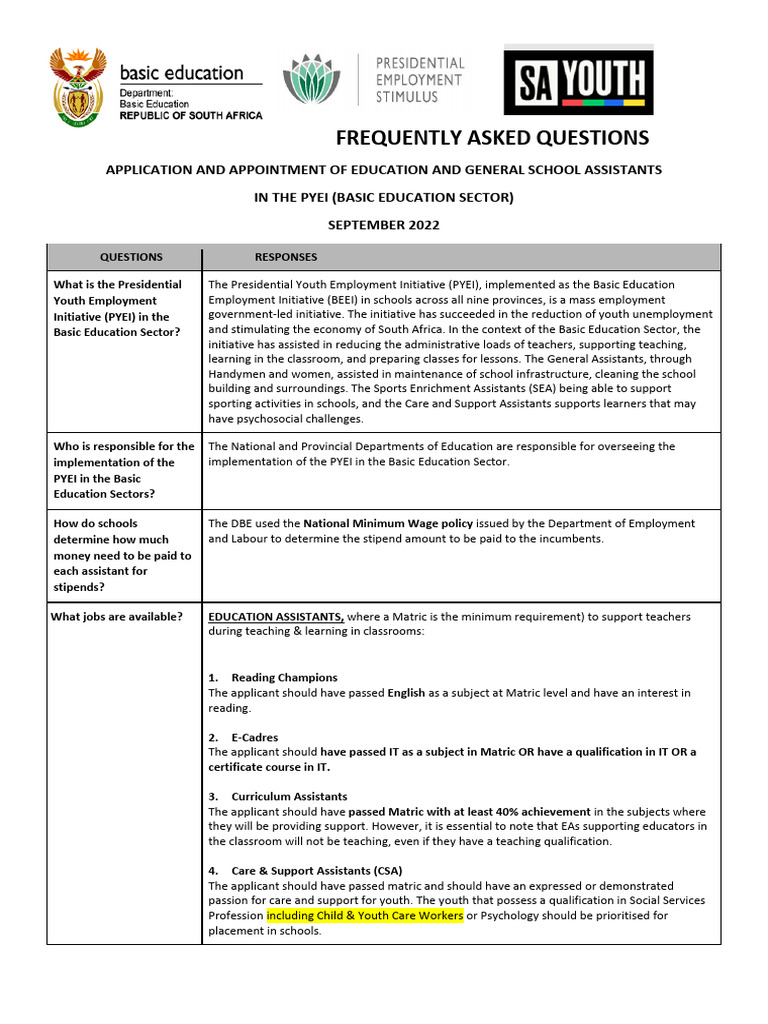PYEI Education Assistant Application Guide | PDF | Employment | Password