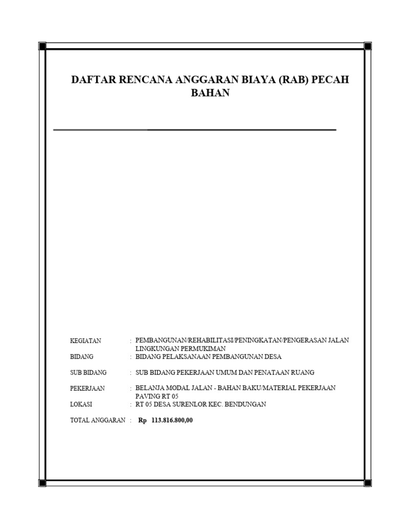 RAB Pek Paving Jalan | PDF