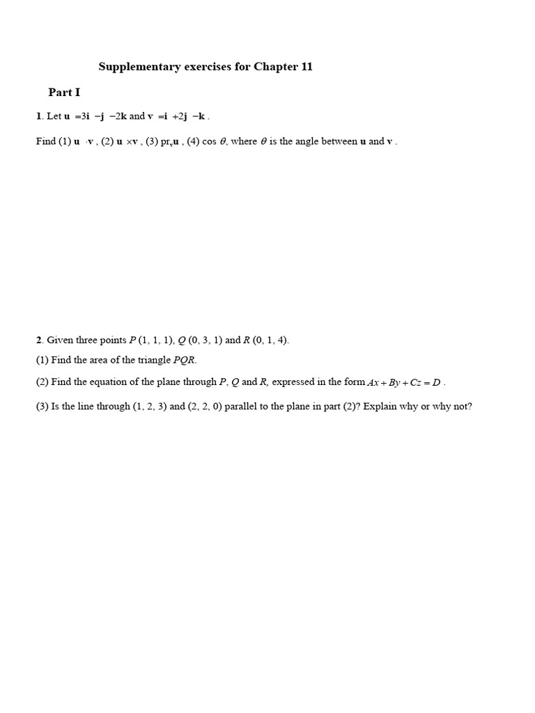 Vector Calculus Exercises and Solutions | PDF | Line (Geometry) | Tangent