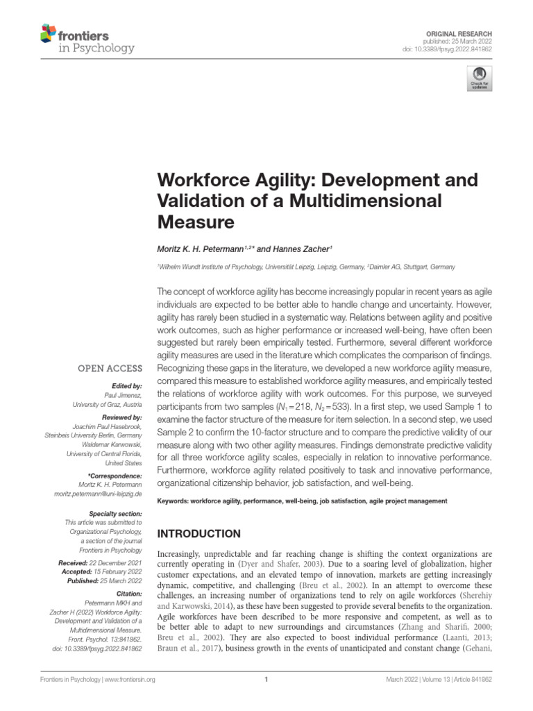 Workforce Agility Measure Validation | PDF | Survey Methodology | Job ...