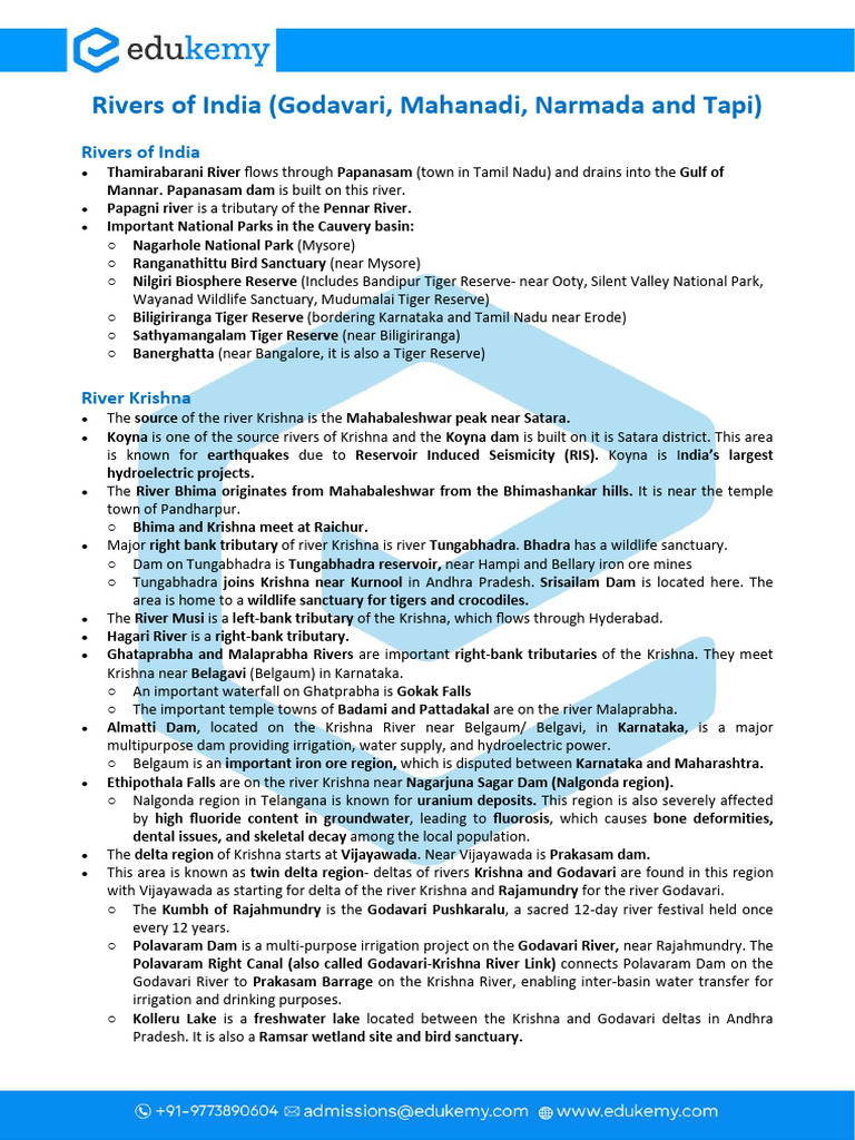 Narmada and Tapi River Overview | PDF | Landscape | Physical Geography