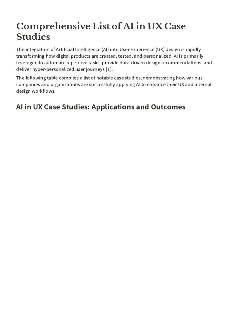 AI-Driven UX Case Studies List | PDF | Artificial Intelligence ...