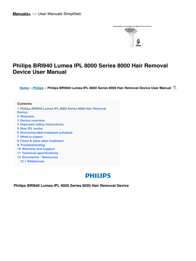Philips Lumea IPL 8000 User Manual | PDF | Hair | Dermatology