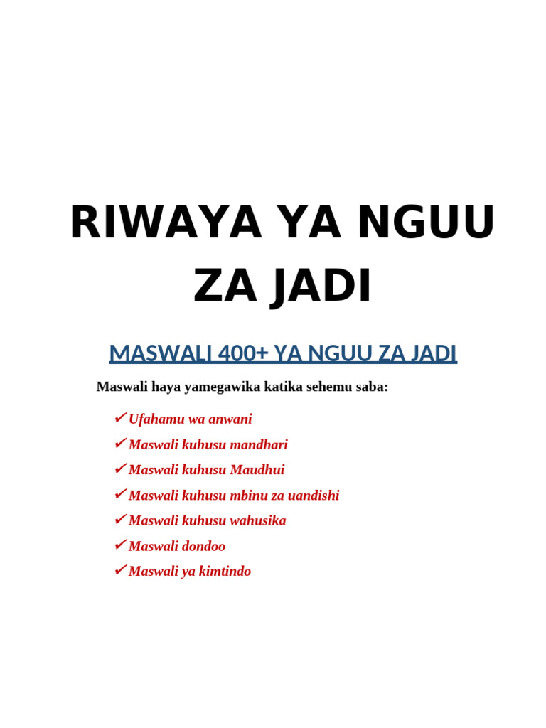 Riwaya Ya Nguu | PDF