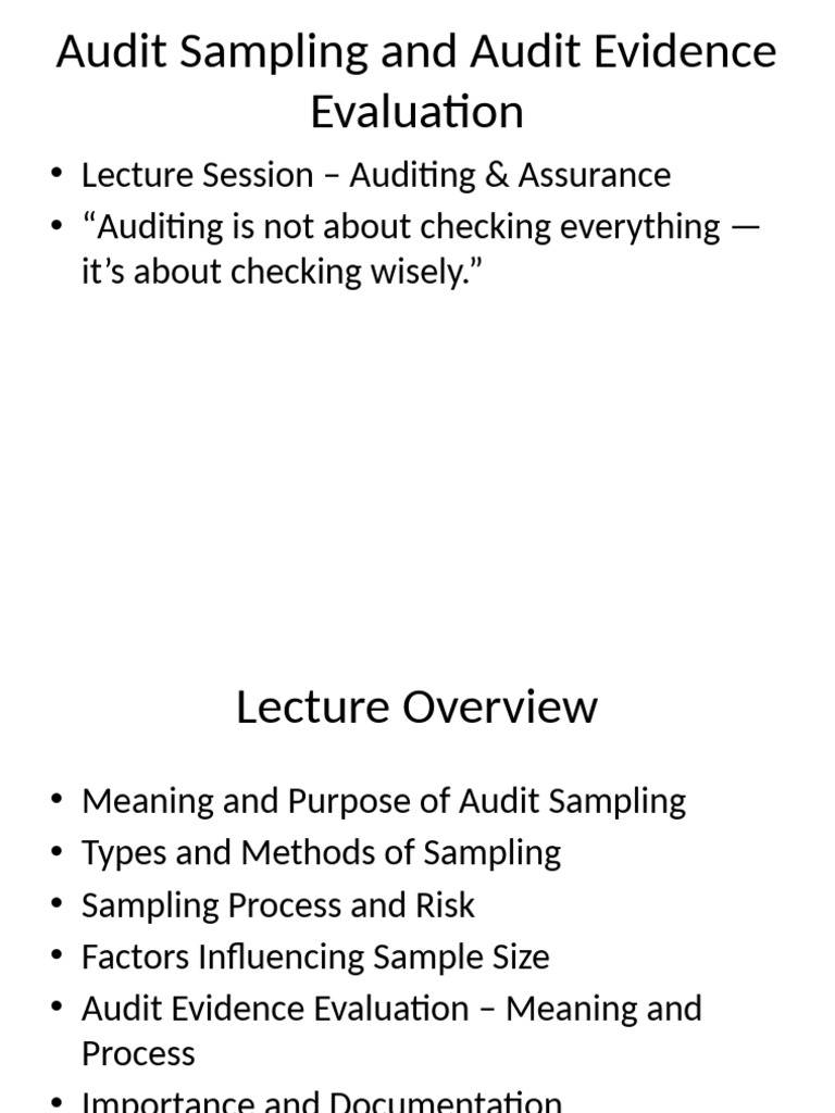 Audit Sampling and Evidence Evaluation | PDF | Audit | Sampling (Statistics)