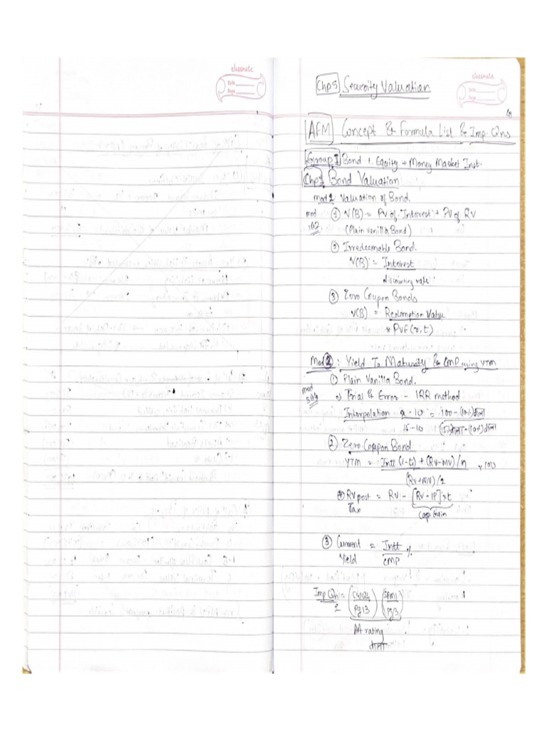 Harshwardhan Saklecha SFM Summary Notes | PDF