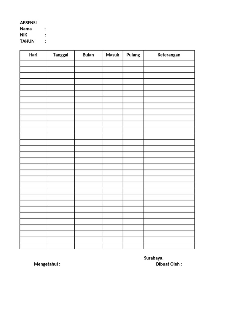 Absensi Manual | PDF