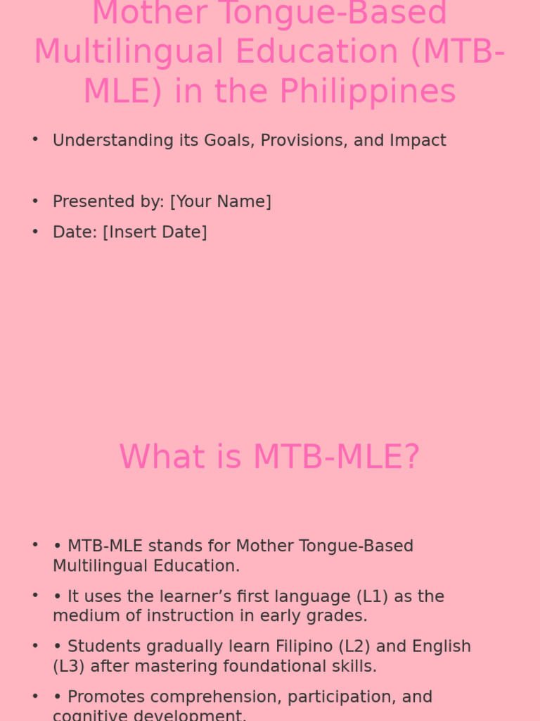 MTB-MLE Presentation Pink Interactive | PDF | Cognition | Behavior ...