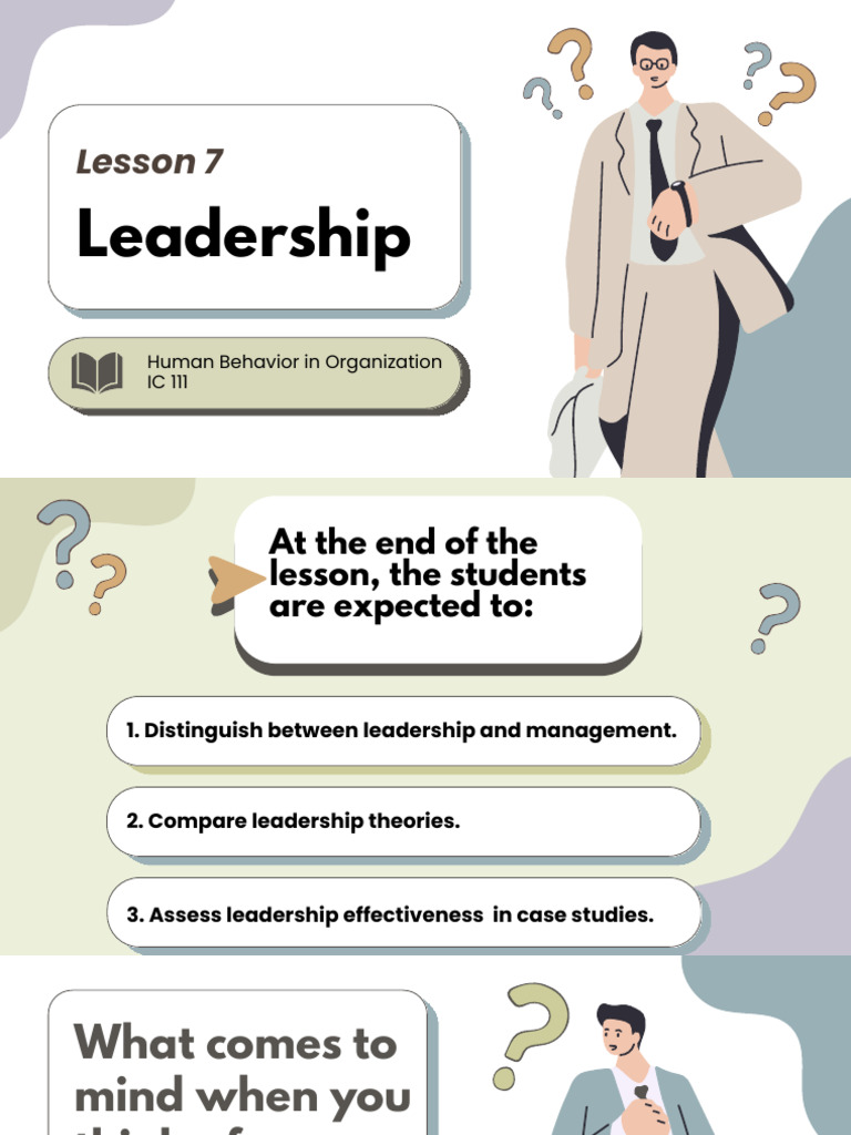 HBO Lesson 7 - Leadership | PDF | Leadership | Industrial And ...