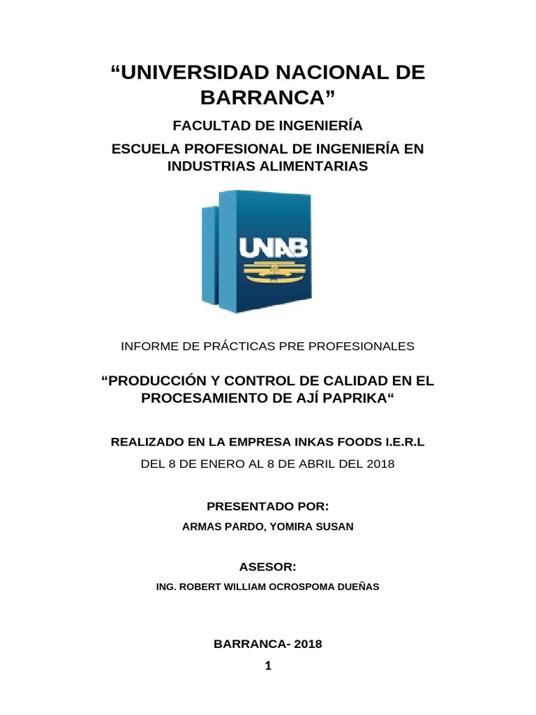Informe de Practicas Susan Aji Paprika 1 | PDF | Pimenton | Pimiento