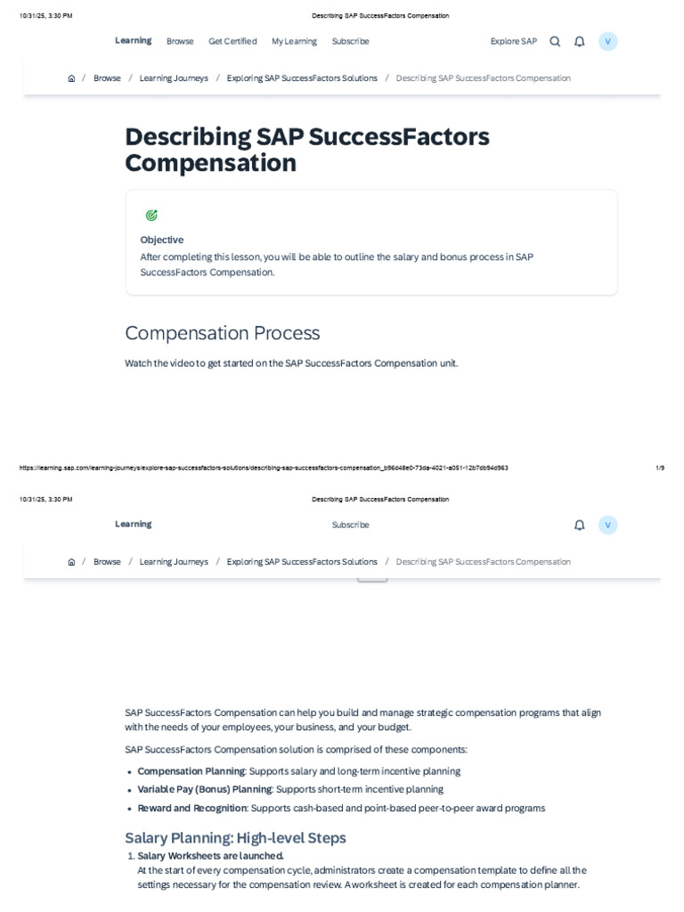 Describing SAP SuccessFactors Compensation | PDF | Incentive | Salary