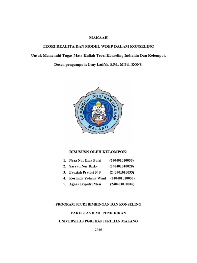 Teori WDEP dalam Konseling Realita | PDF