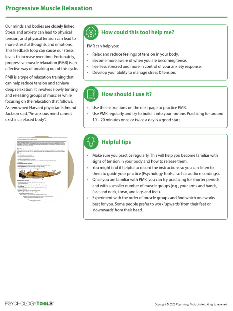 Progressive Muscle Relaxation Guide | PDF