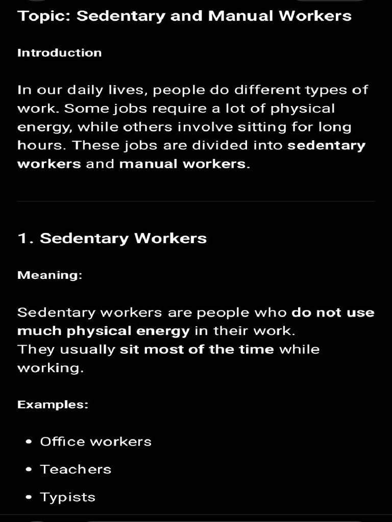 Sedentary Workers | PDF