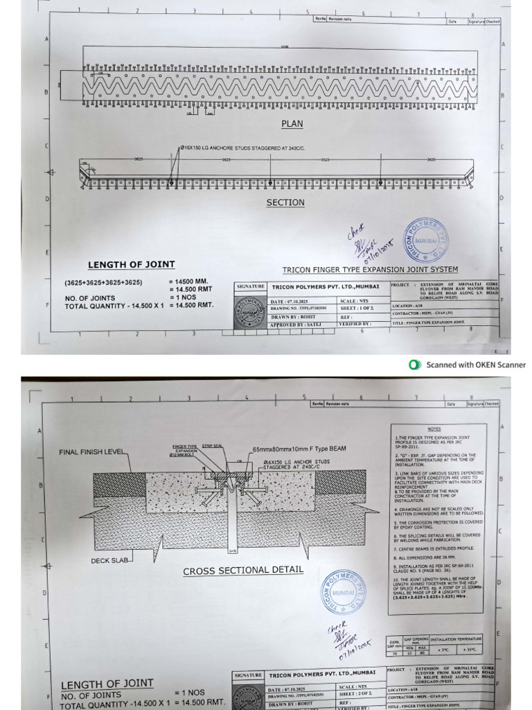 Mepl-Gyan (JV) Finger Type Expansion Joints (Dt.-07.10.2025) | PDF