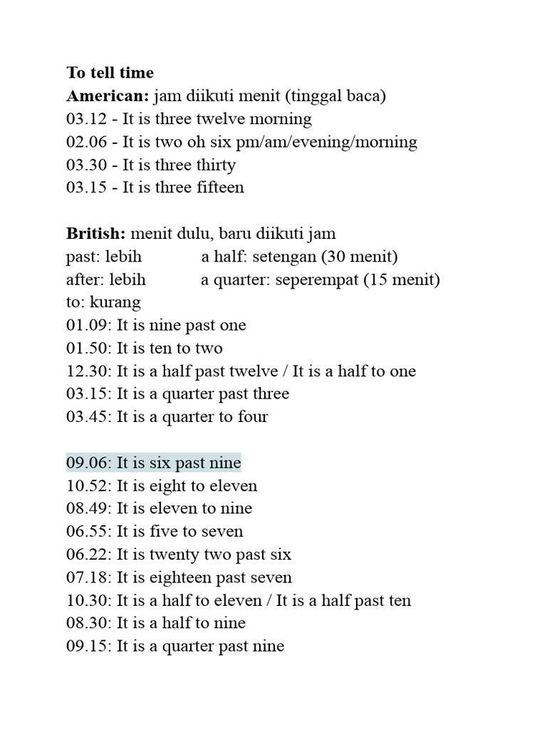 Telling Time | PDF