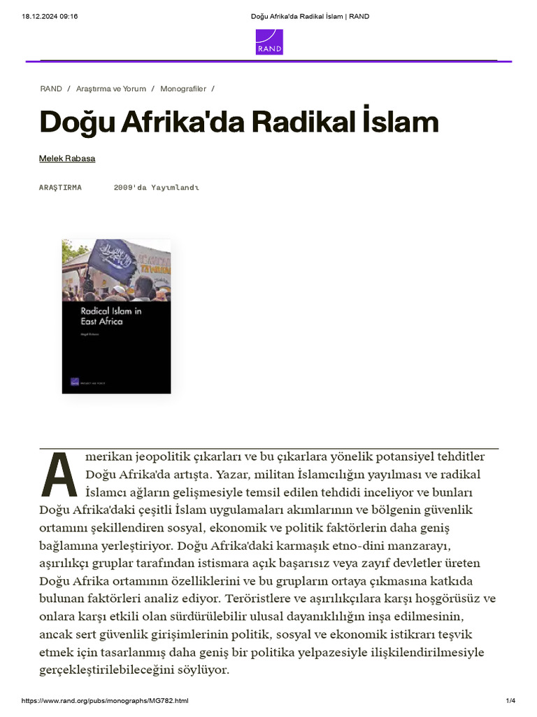 Doğu Afrika'Da Radikal İslam - RAND | PDF