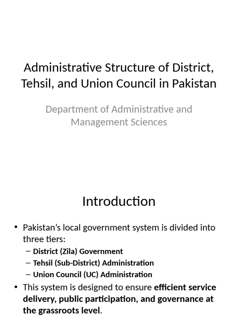 Administrative Structure of District, Tehsil | PDF | Economies