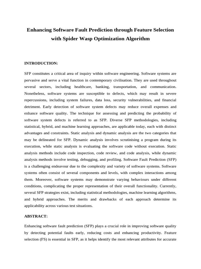 Enhancing Software Fault Prediction Through Feature Selection With ...