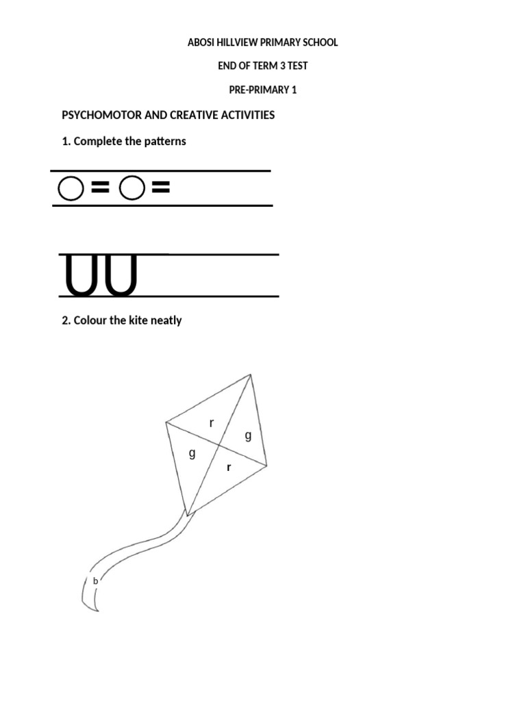 Pre-Primary 1 End of Term 3 Test | PDF
