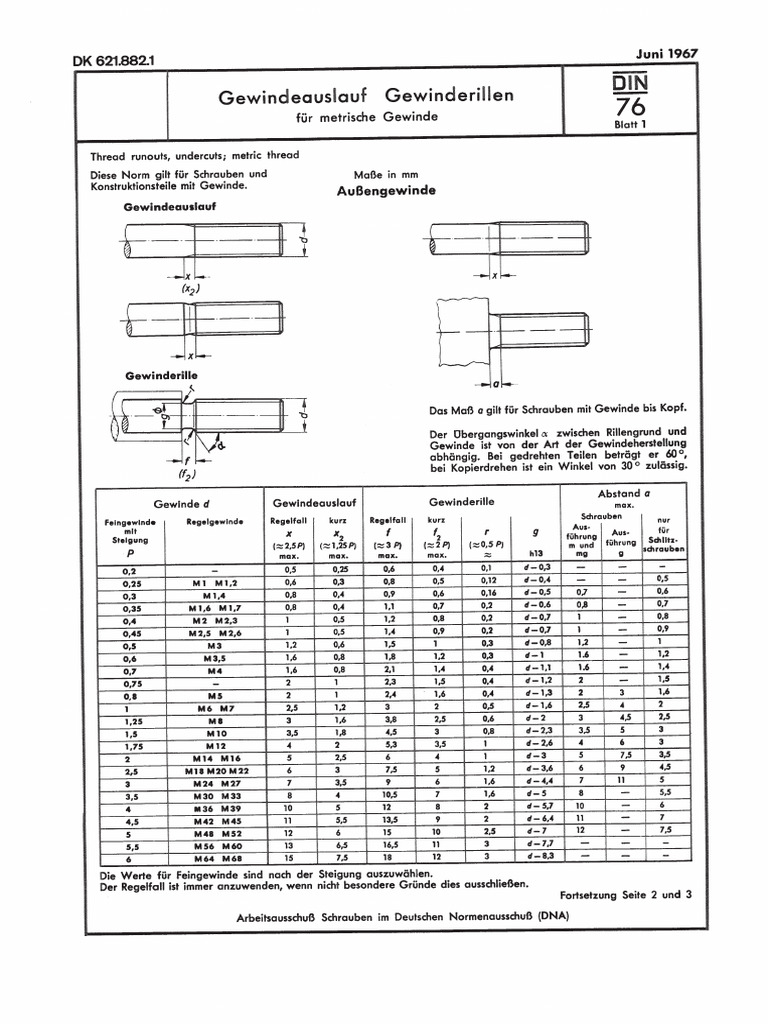 Din 76-1 1967-06 | PDF