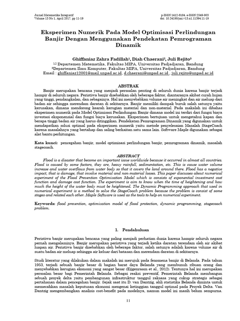 Eksperimen Numerik Pada Model Optimisasi | PDF