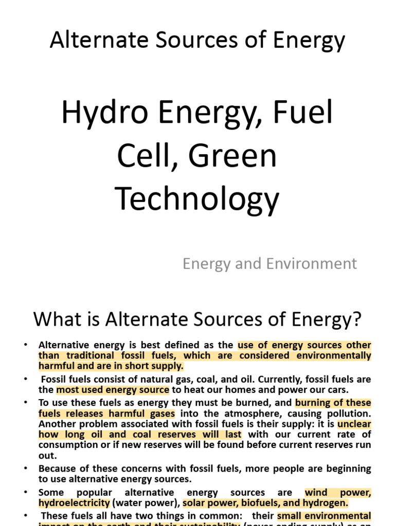 Alternate Sources of Energy PDF | PDF | Nuclear Power | Fuel Cell
