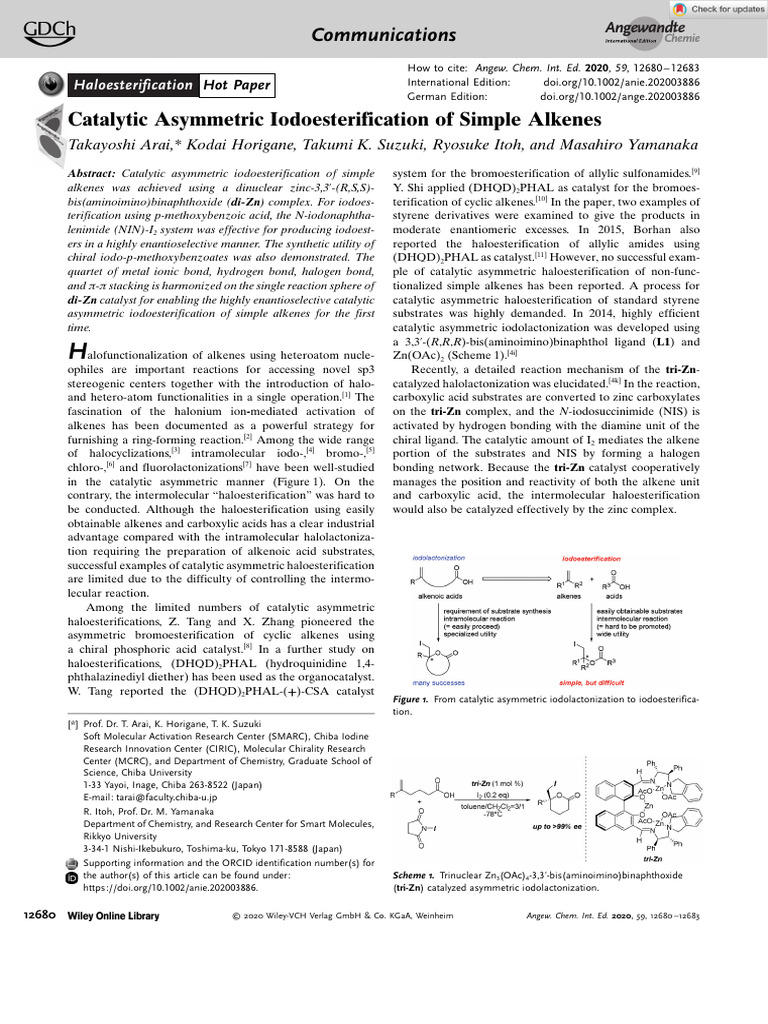 Angew Chem Int Ed - 2020 - Arai - Catalytic Asymmetric ...